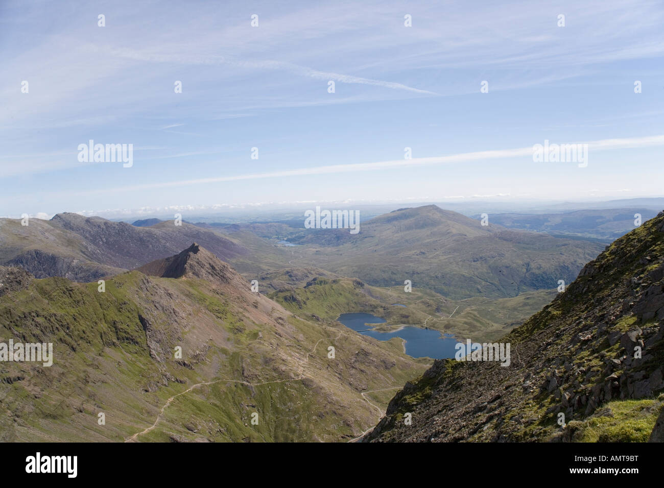 The Miners Track footpath from the top of Snowdon, Snowdonia National ...