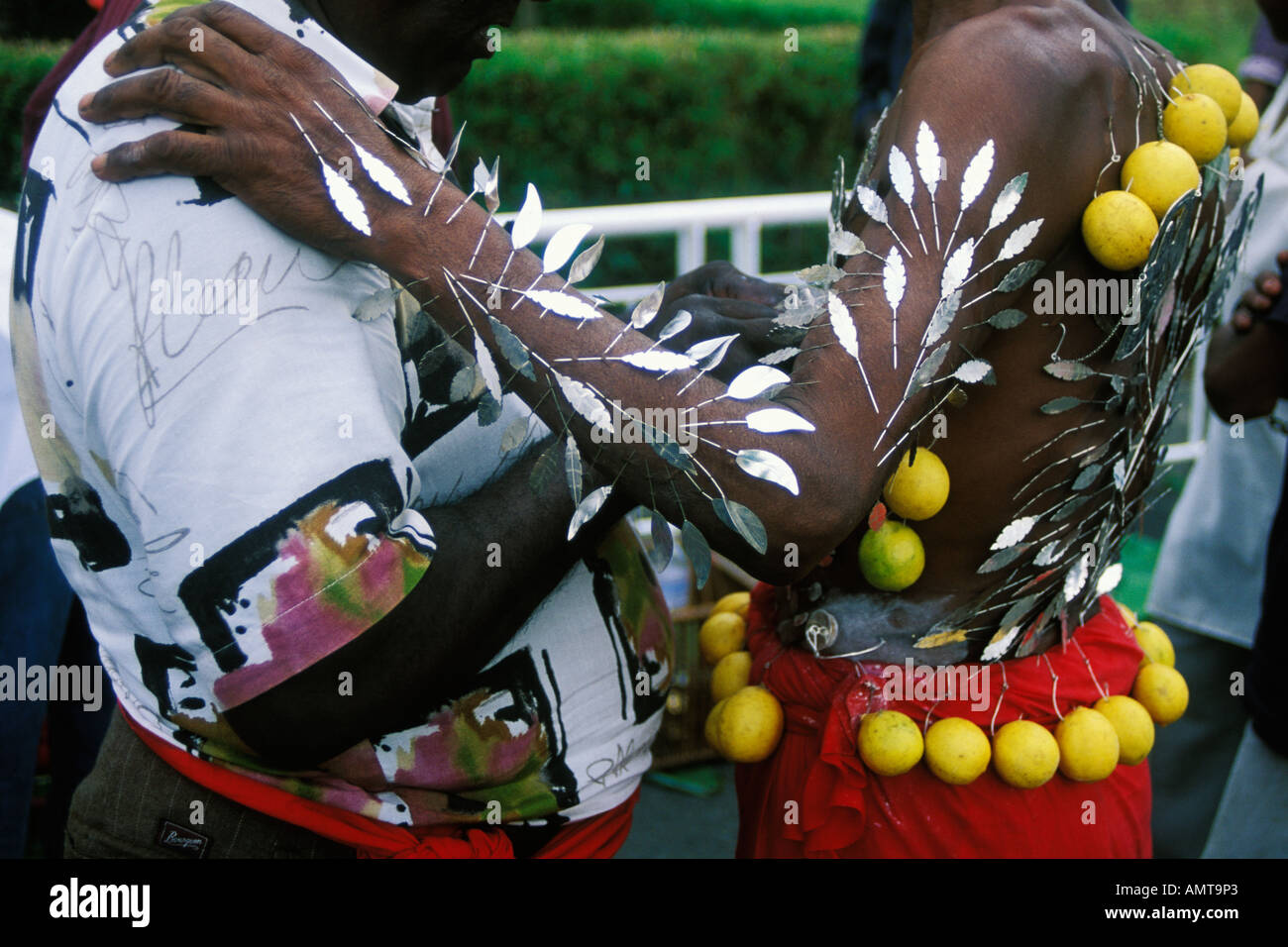 Mauritius, Cavadee Festival, A devotee undergoing ritual piercing Stock ...