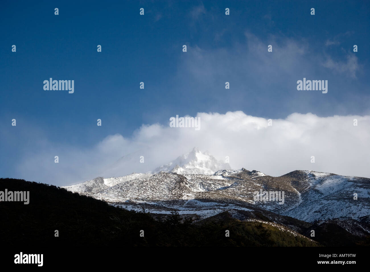 Snow covered Mount Ruapehu volcano, New Zealand Stock Photo - Alamy