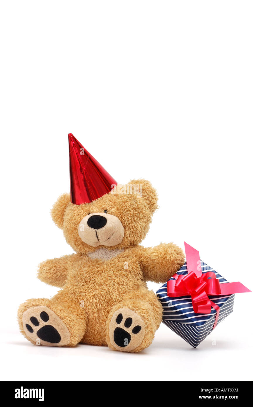 Bear with gift box present Stock Photo - Alamy