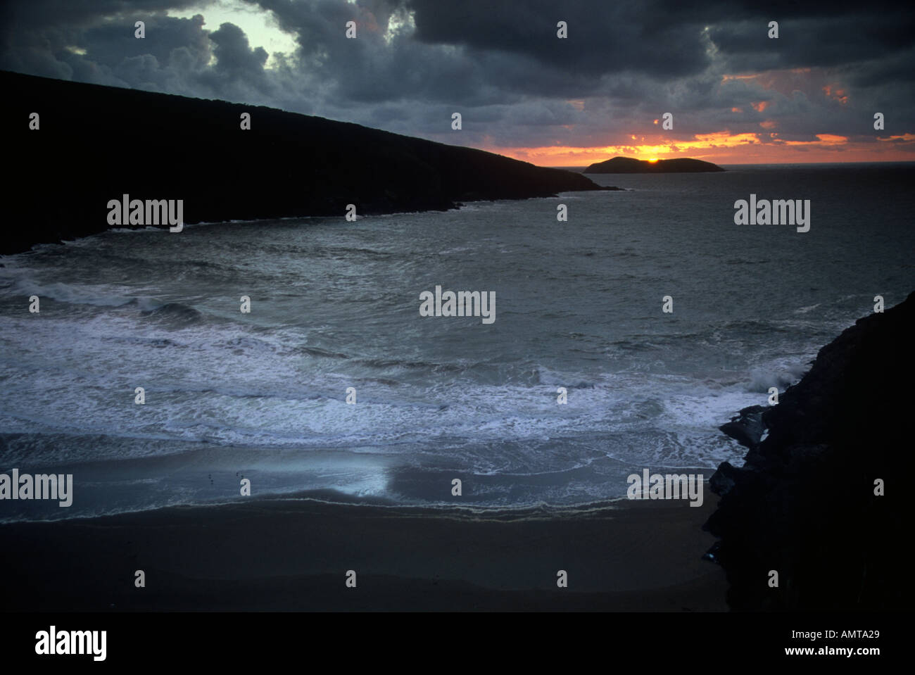 Stormy Sunset Mwnt Beach Near Cardigan Ceredigon West Wales Stock Photo ...