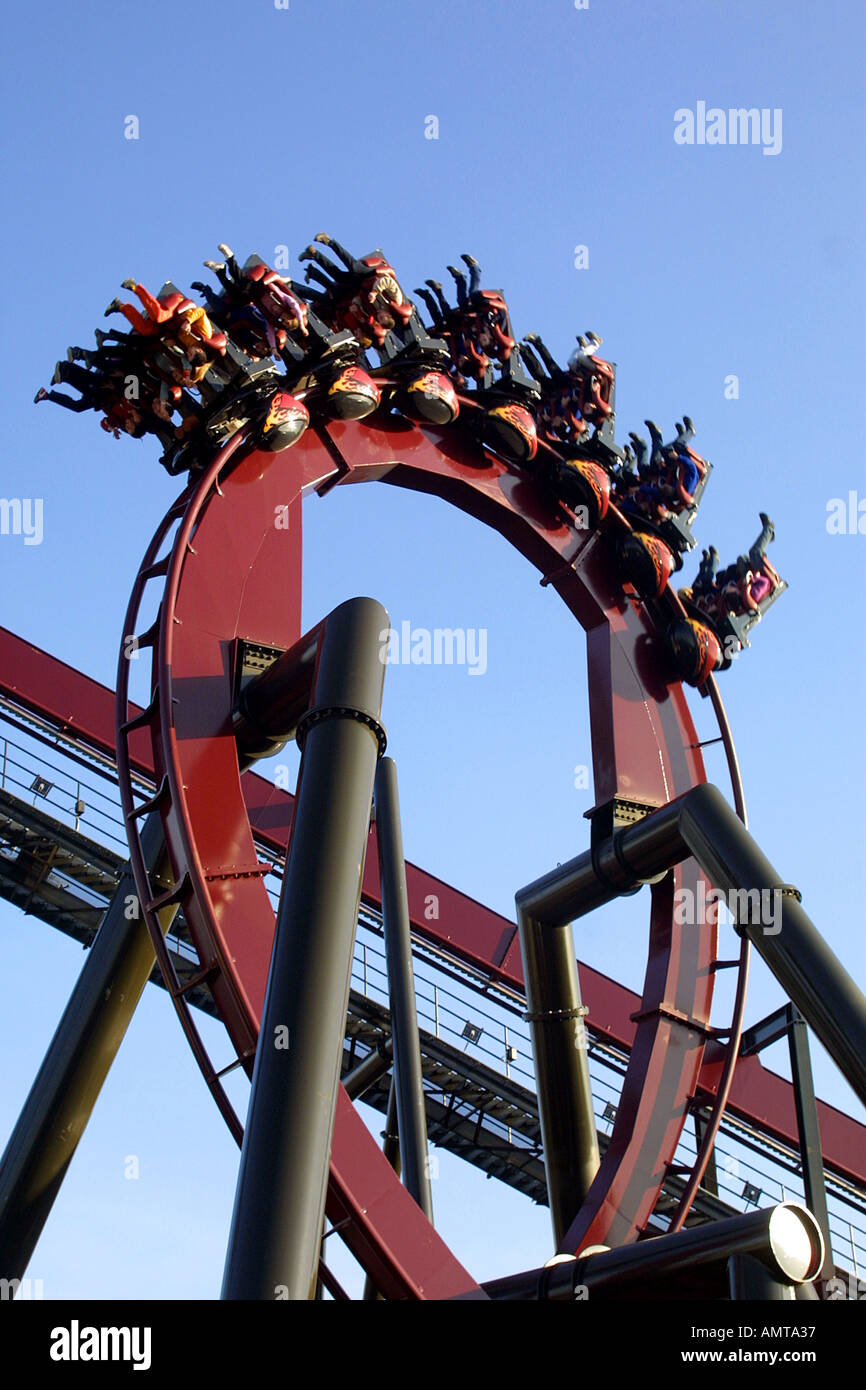 Nemesis Inferno roller coaster at Thorpe Park, Surrey, UK Stock Photo ...