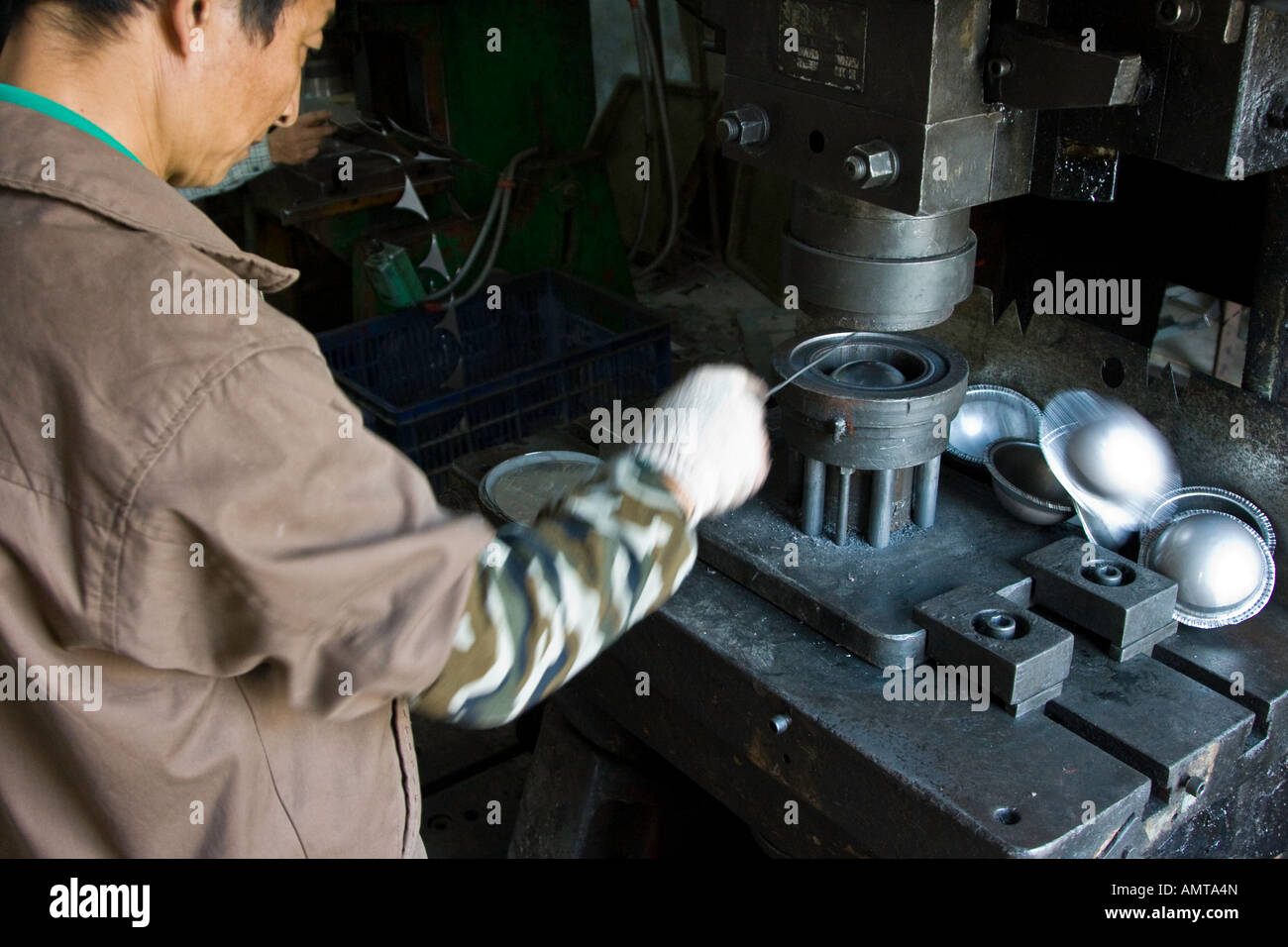 Chinese Man Working on a Manufacturing Factory Machine Guangzhou ...