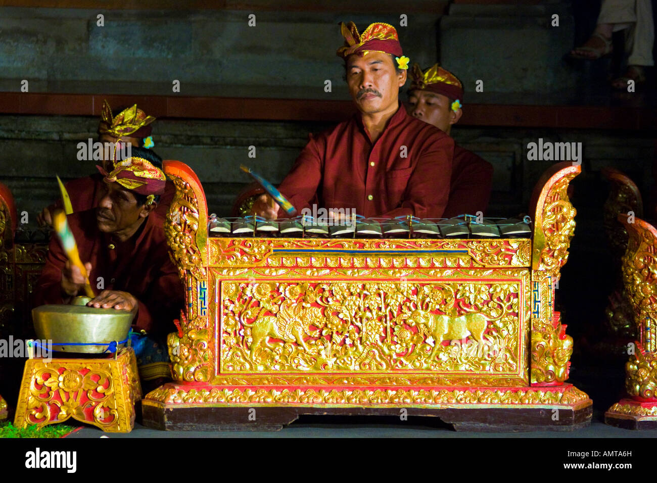 Man Playing Gamelan During Legong Performance Ubud Palace Bali ...