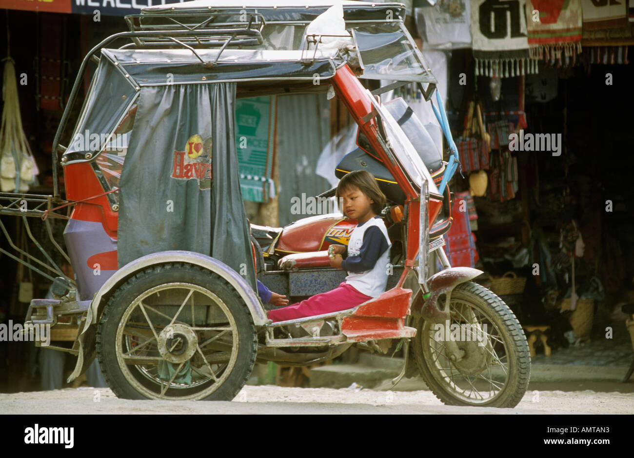 Philippines Young Girl Sitting In Auto Rickshaw Banaue Stock Photo - Alamy