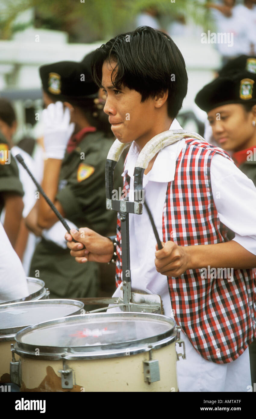 Philippines Filipino Boy Playing Drums In Marching Band At Annual Town Fiesta Vigan Stock Photo ...
