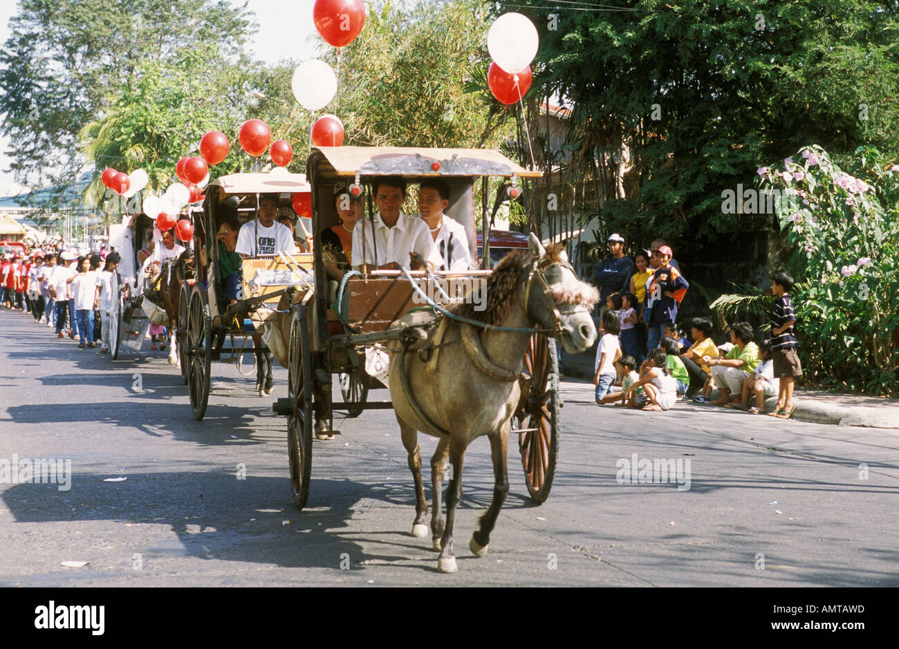 Philippines Horse Drawn Carriage Kalesa In Vigan Annual Town Fiesta ...