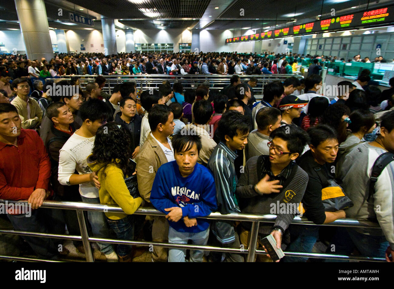 Chinese People Wait to Enter Macau at the Border Crossing Between Macau ...