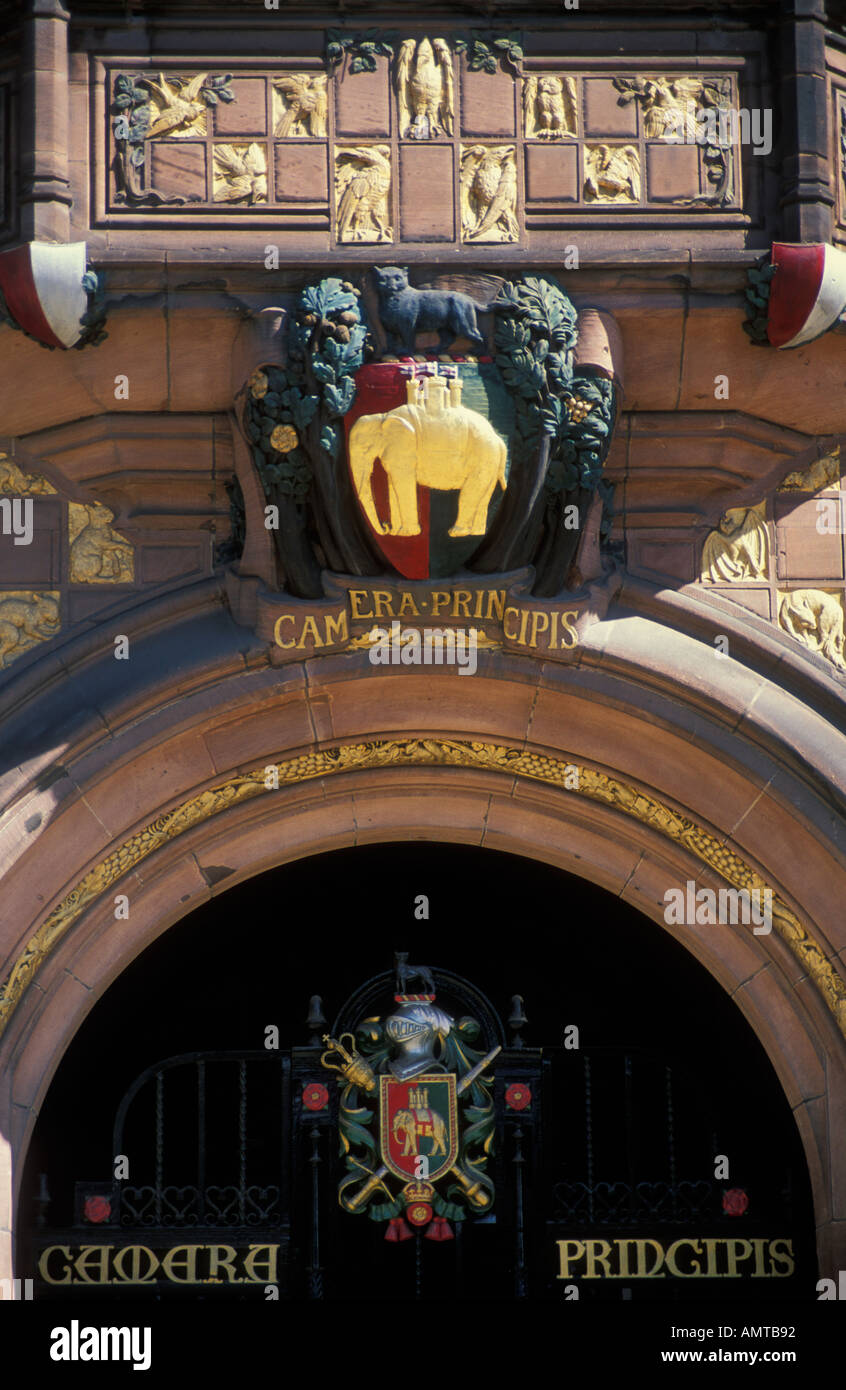 Coventry city hall or Coventry Council house front entrance and carved ...