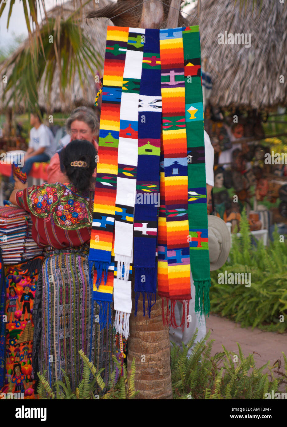 A colourful market handicraft stall at the port of Puerto Quetzal the ...