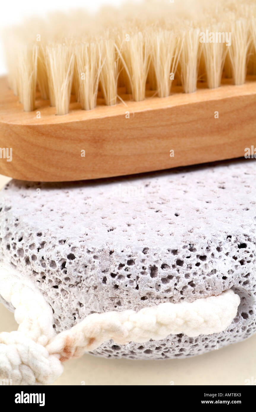 Bath brush and pumice stone Stock Photo - Alamy