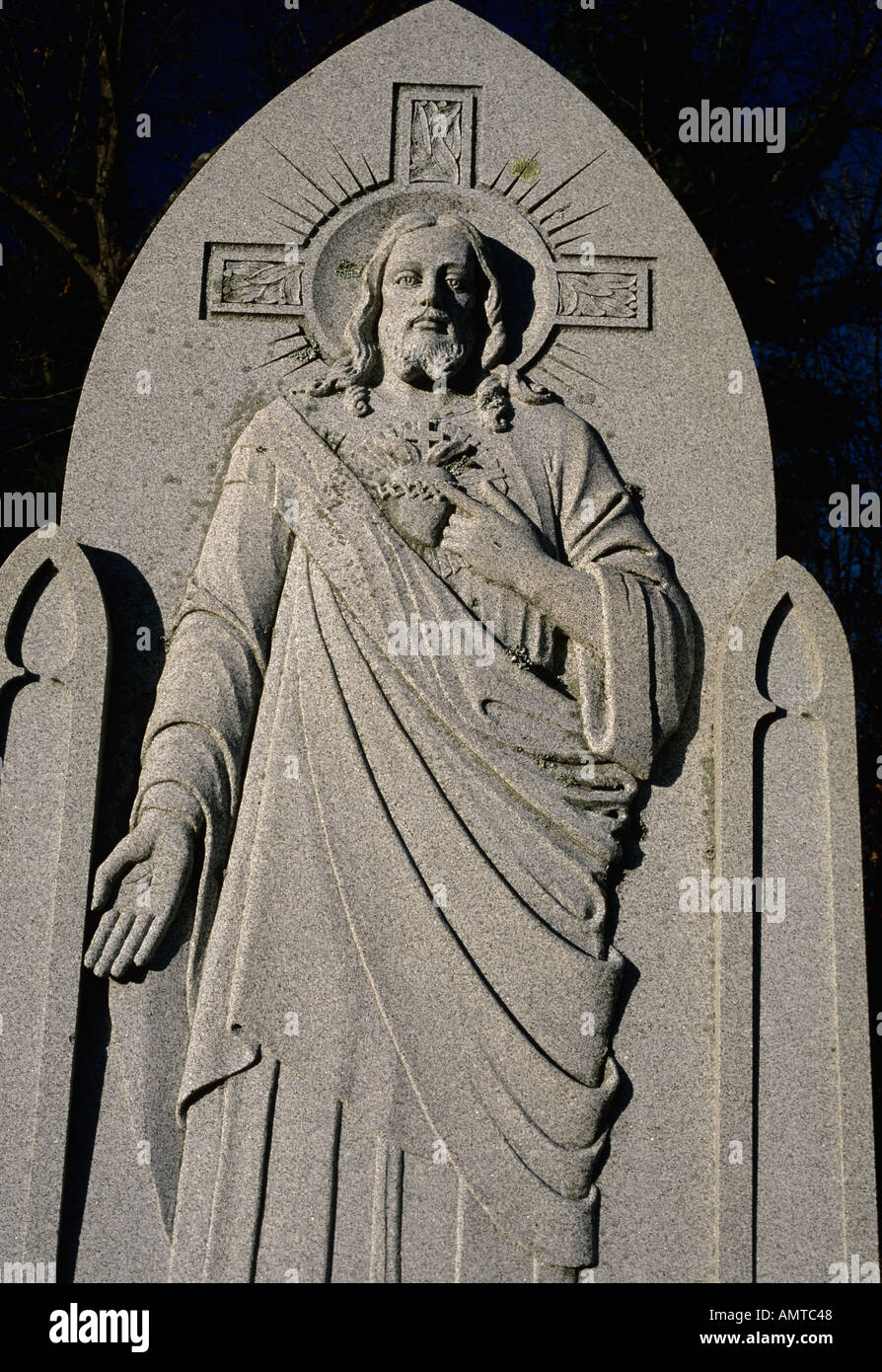 Jesus Headstone in a New England cemetery vertical Stock Photo - Alamy