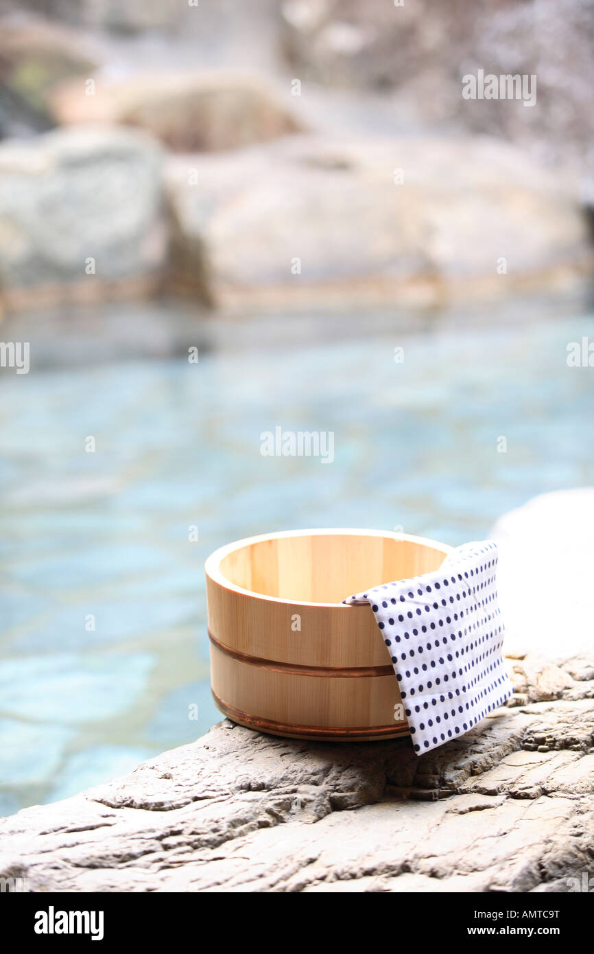 Bath pail and towel Stock Photo - Alamy