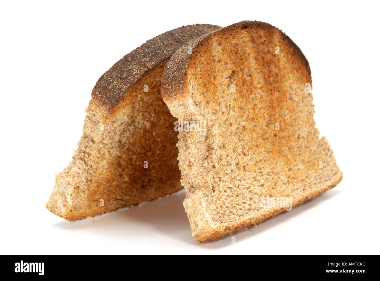 Two slices of wholemeal toast Stock Photo - Alamy