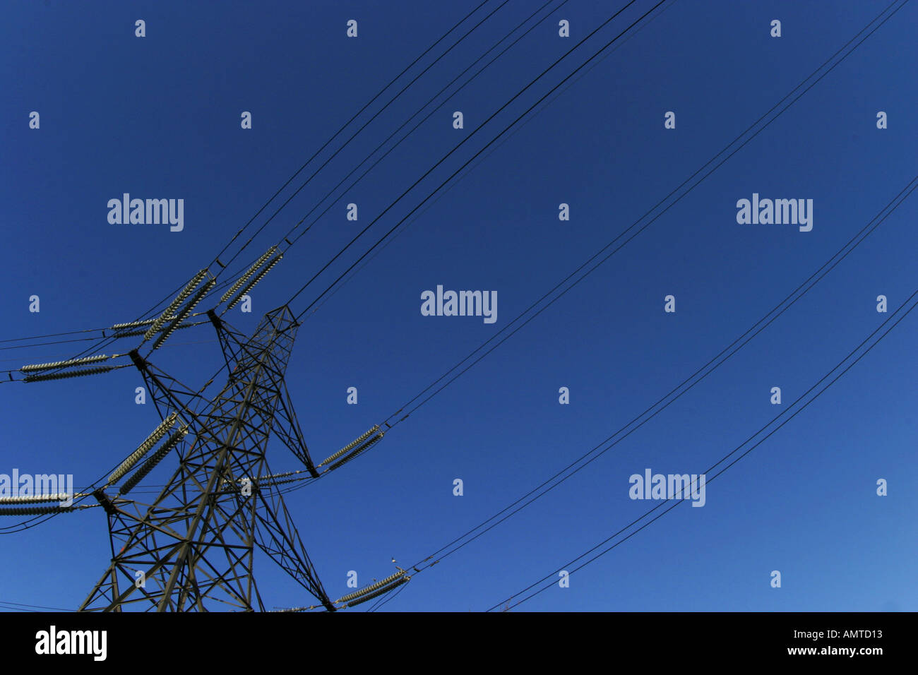 utility pylon wires electricity energy fuel Stock Photo - Alamy