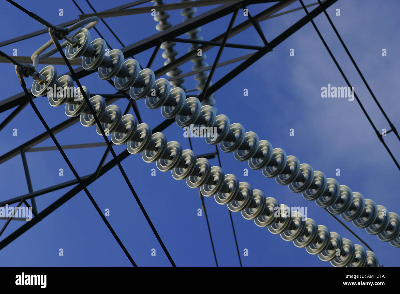 utility pylon wires electricity energy fuel Stock Photo - Alamy