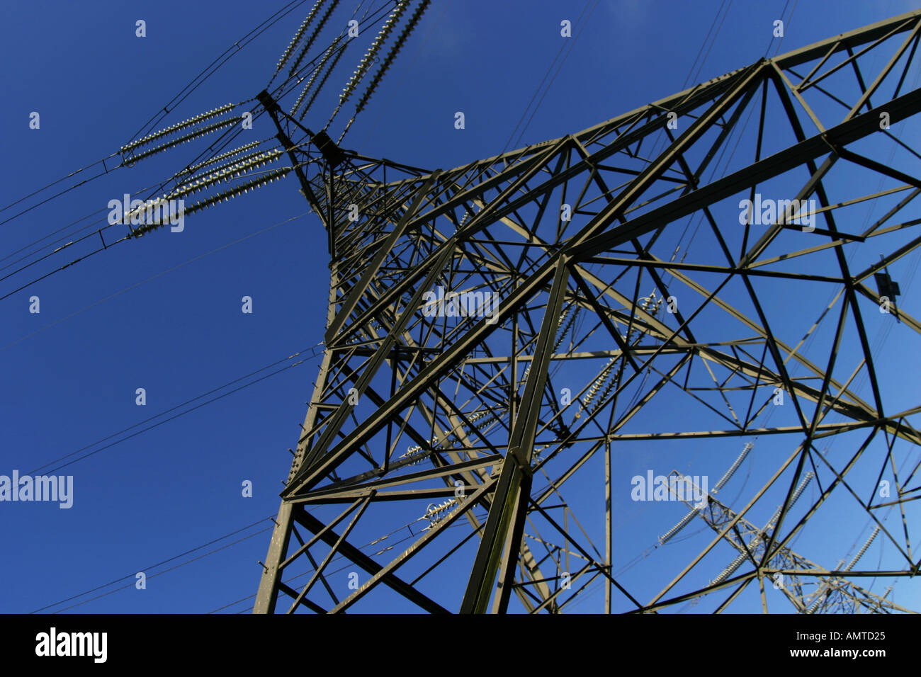 utility pylon wires electricity energy fuel Stock Photo - Alamy