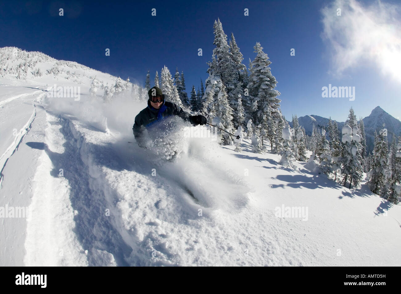 Skiing fresh powder revelstoke mountain resort British Columbia Canada ...