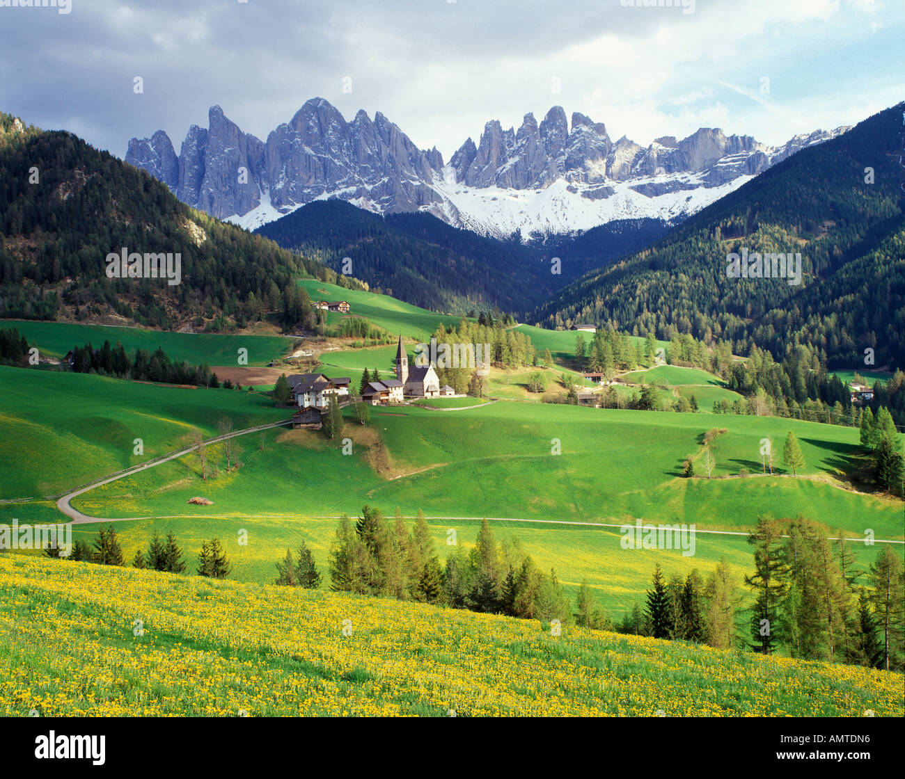 St. Magdalena in the Villnößtal Villnoess valley under the ...