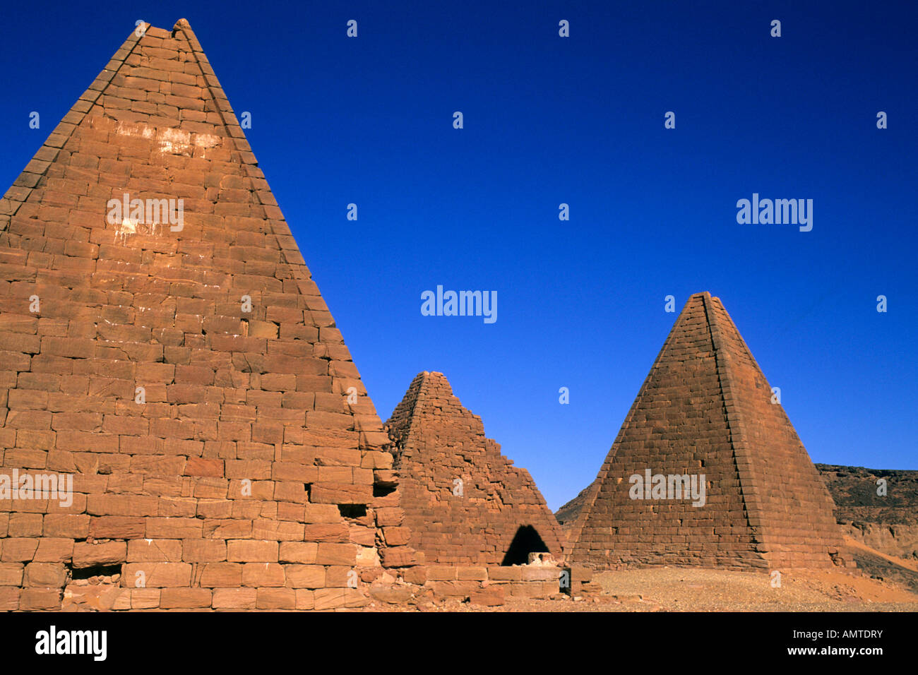 Close-up of the crumbling brick work of a pyramid at the ancient site ...