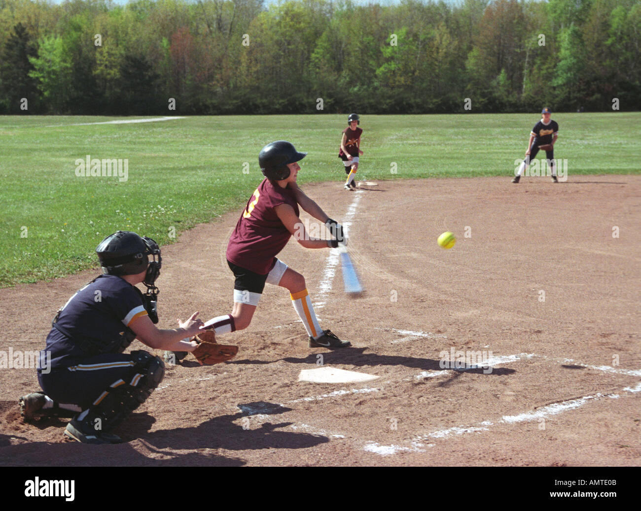 Baseball Softball Action Stock Photo - Alamy