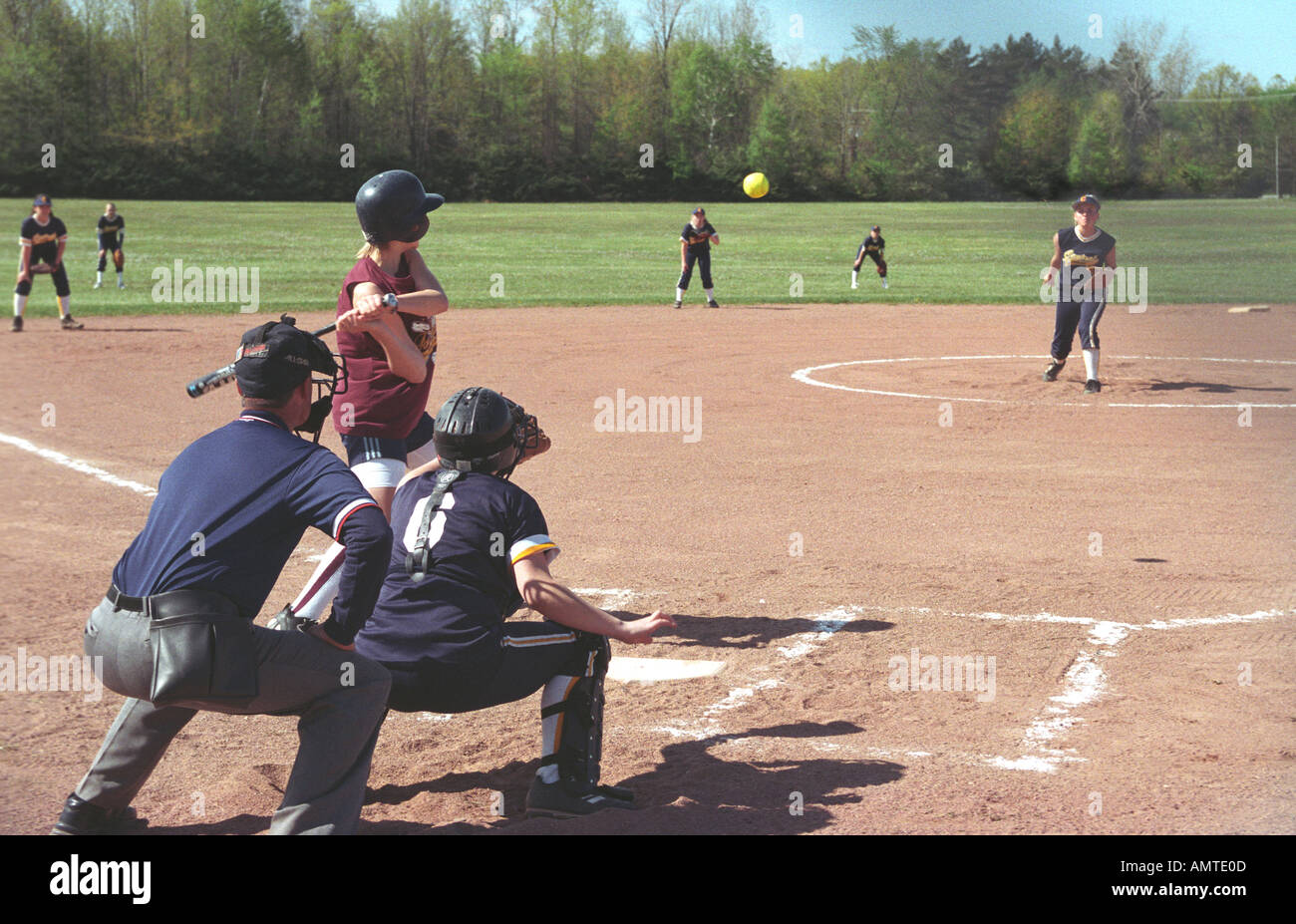 Baseball Softball Action Stock Photo - Alamy