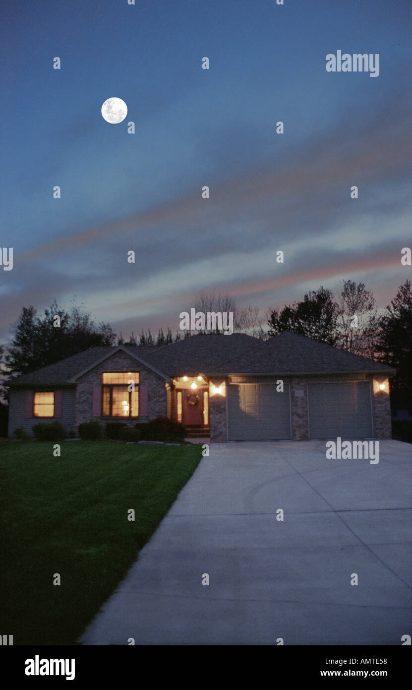 Day night comparison residential home house hi-res stock photography ...