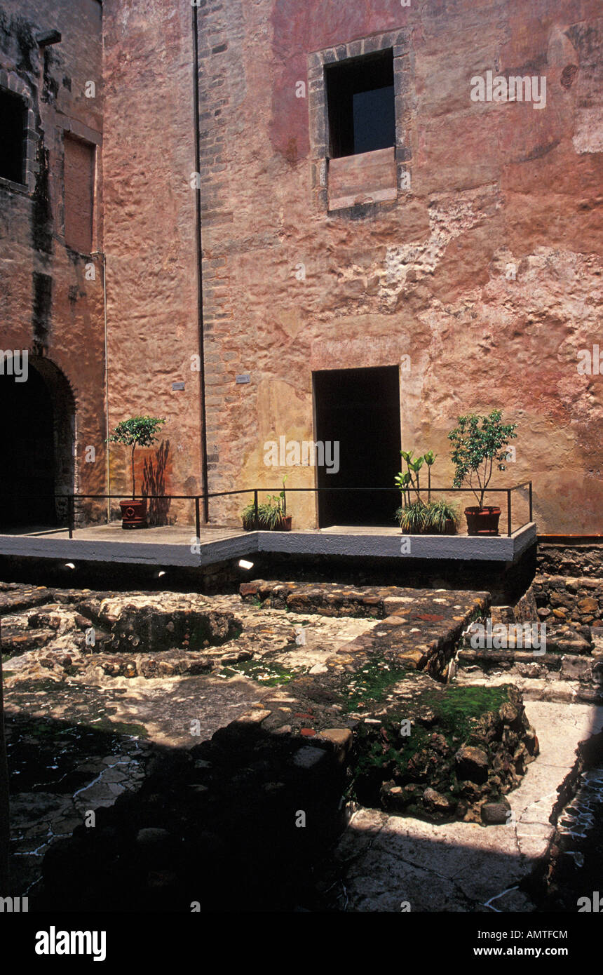 Aztec ruins inside the Palacio de Cortes or Palace of Cortez ...