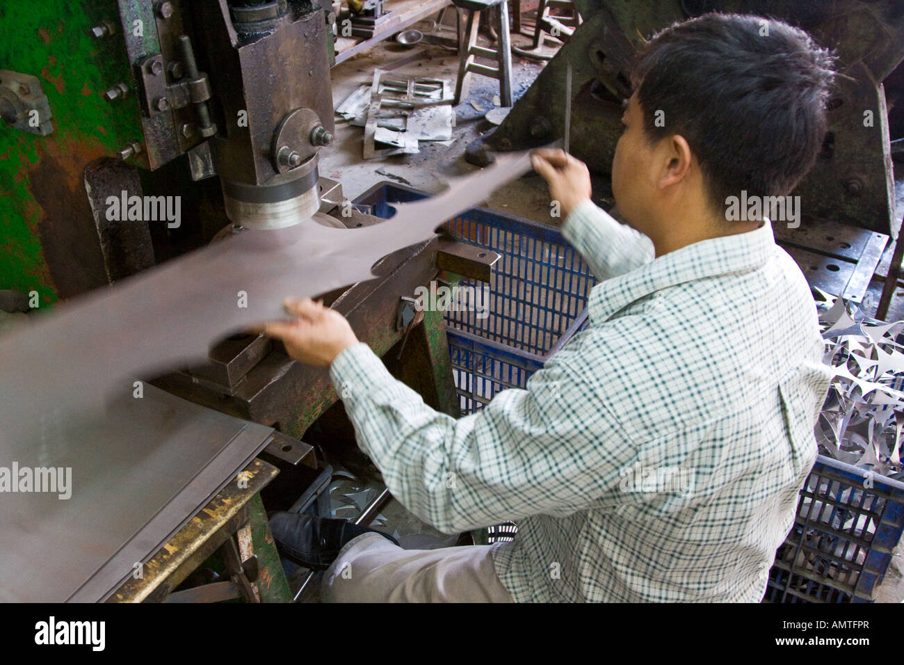 Chinese Man Working on a Manufacturing Factory Machine Guangzhou ...