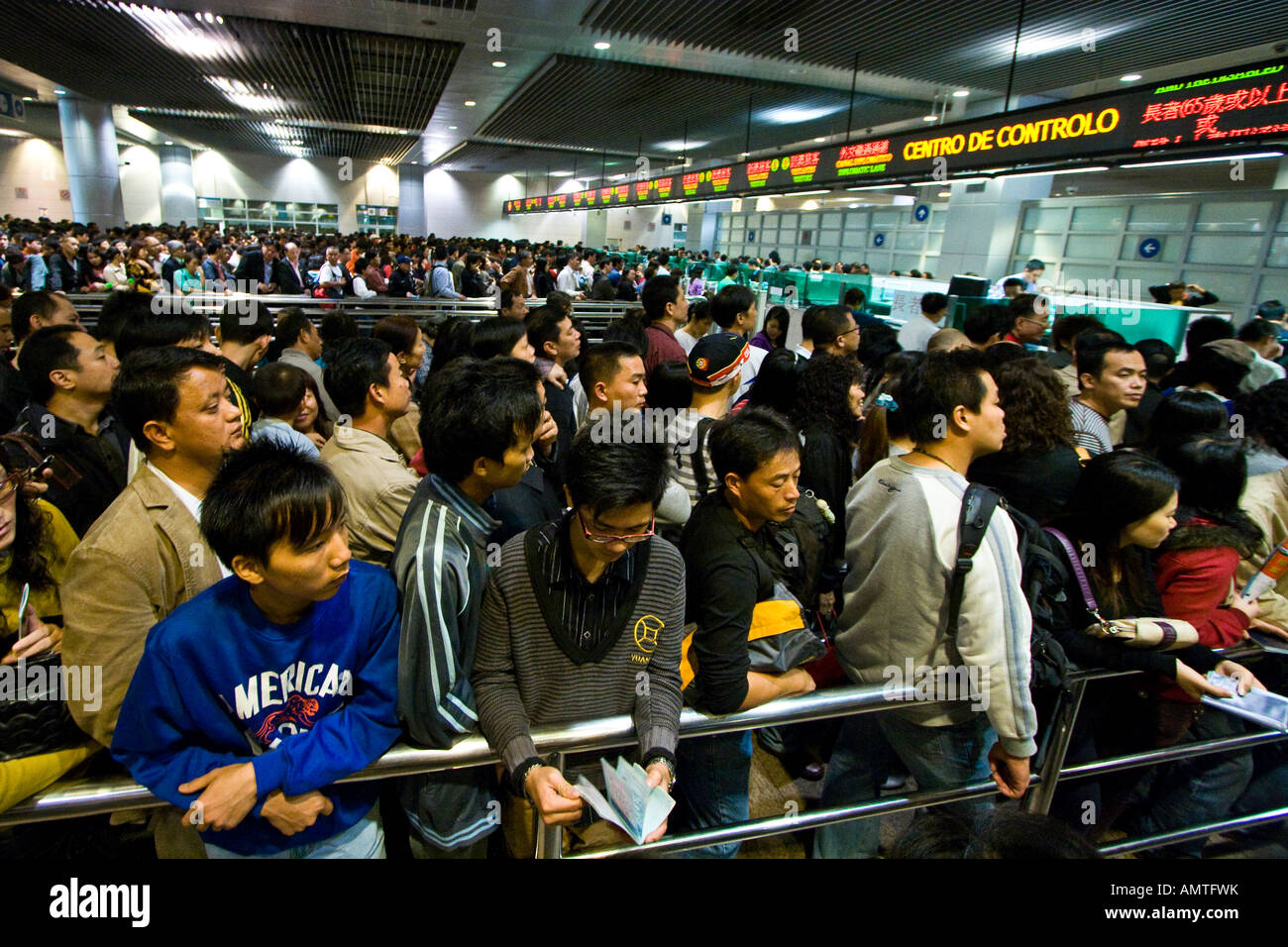 Chinese People Wait to Enter Macau at the Border Crossing Between Macau ...