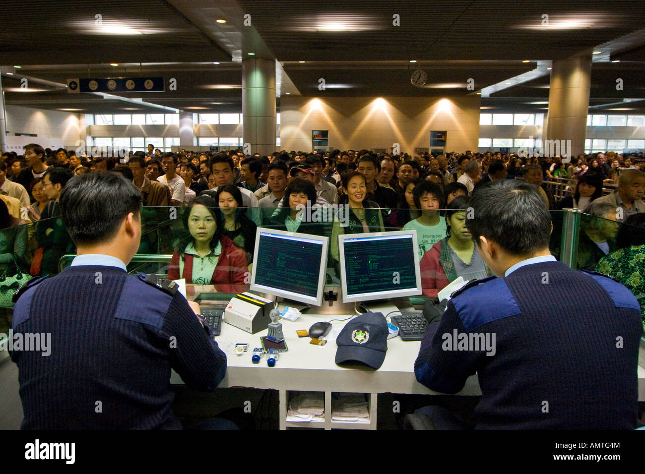 Chinese People Wait to Enter Macau at the Border Crossing Between Macau ...