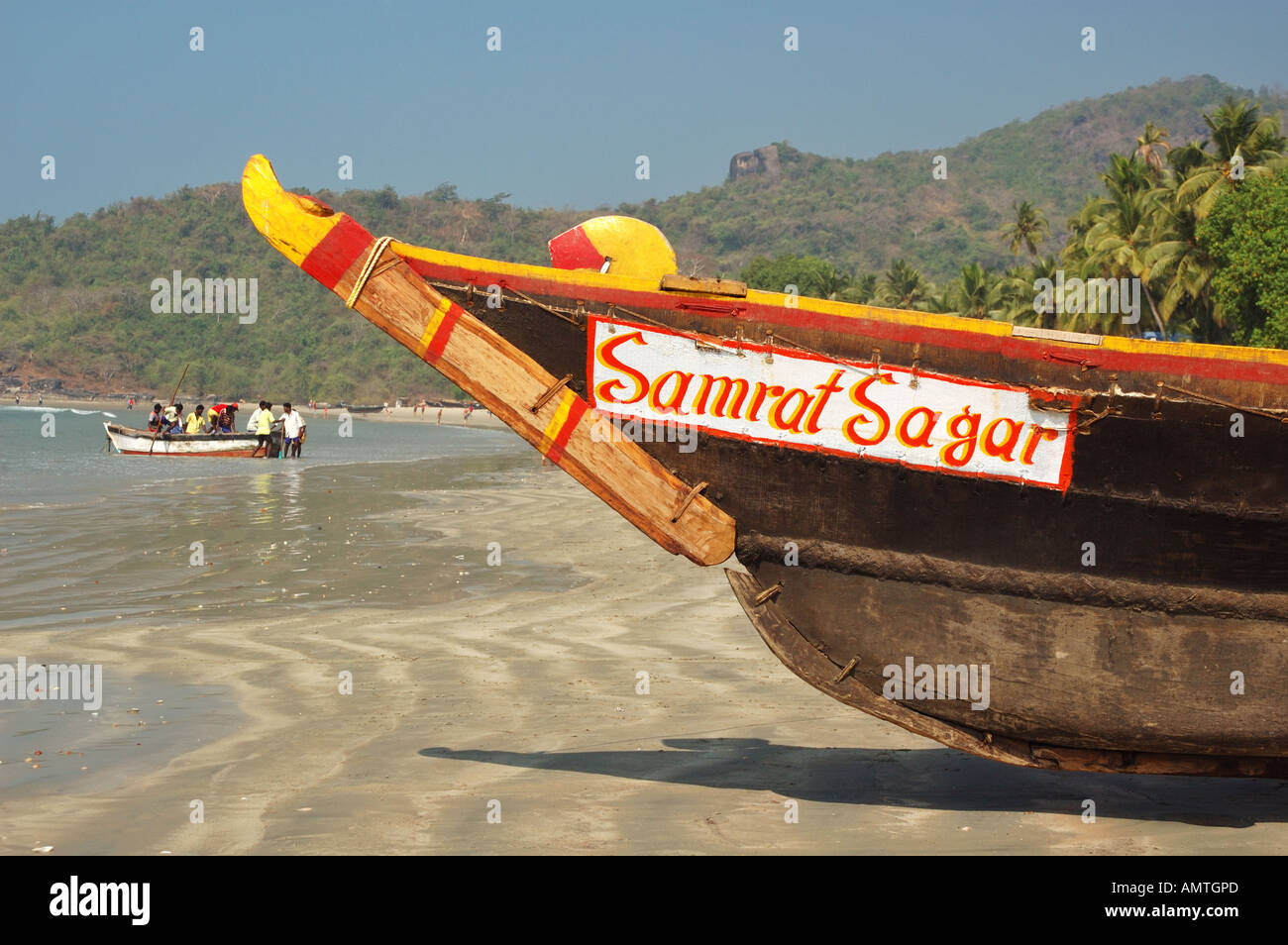 India, Goa, fishing boat on Palolem Beach Stock Photo - Alamy