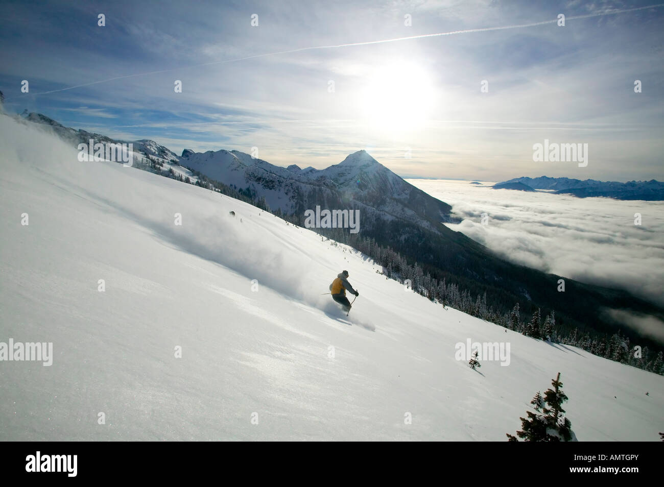 Skiing fresh powder revelstoke mountain resort British Columbia Canada ...