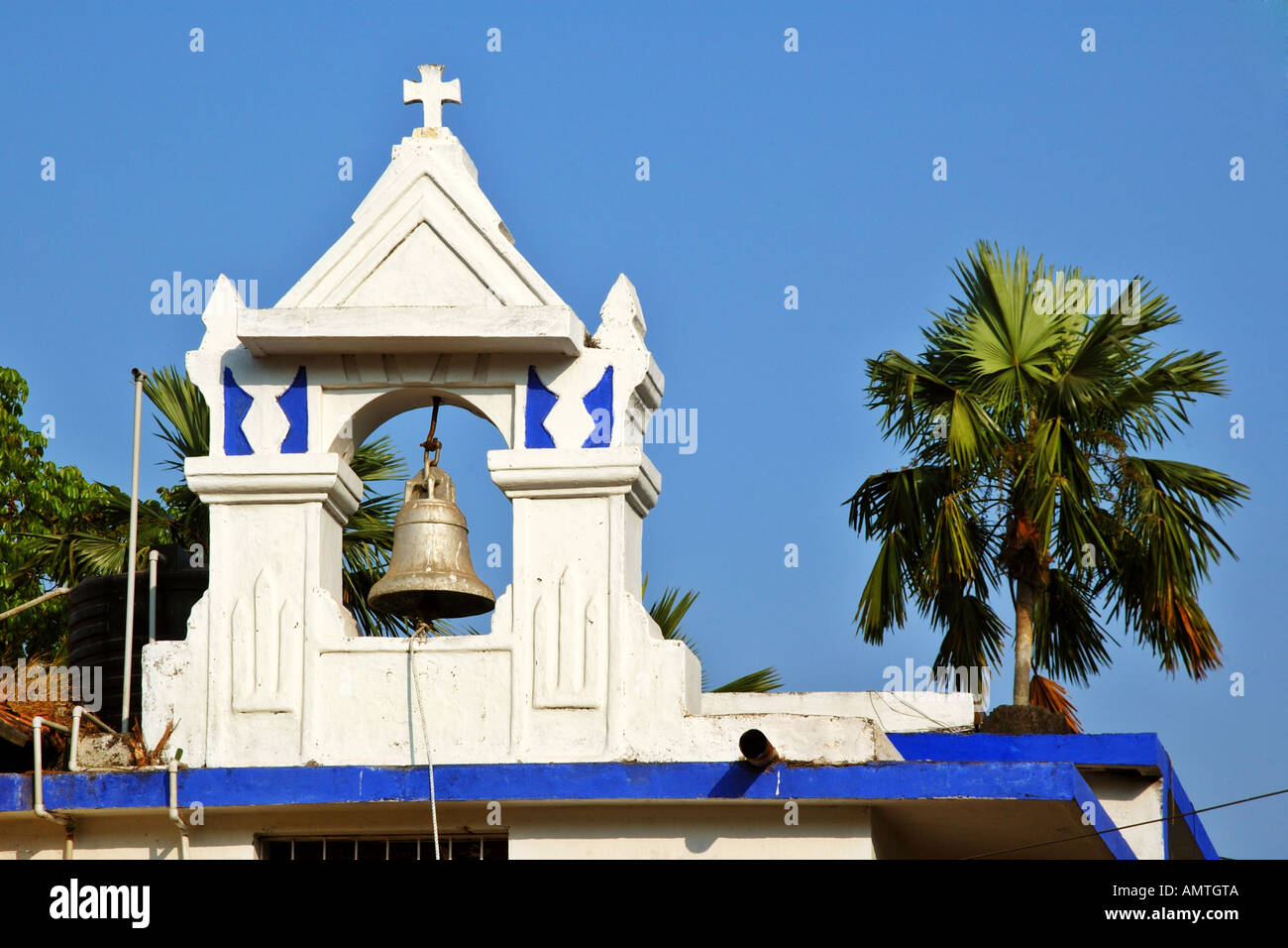 India, Goa, Panjim, clocktower of the church Our Lady of Immaculate ...