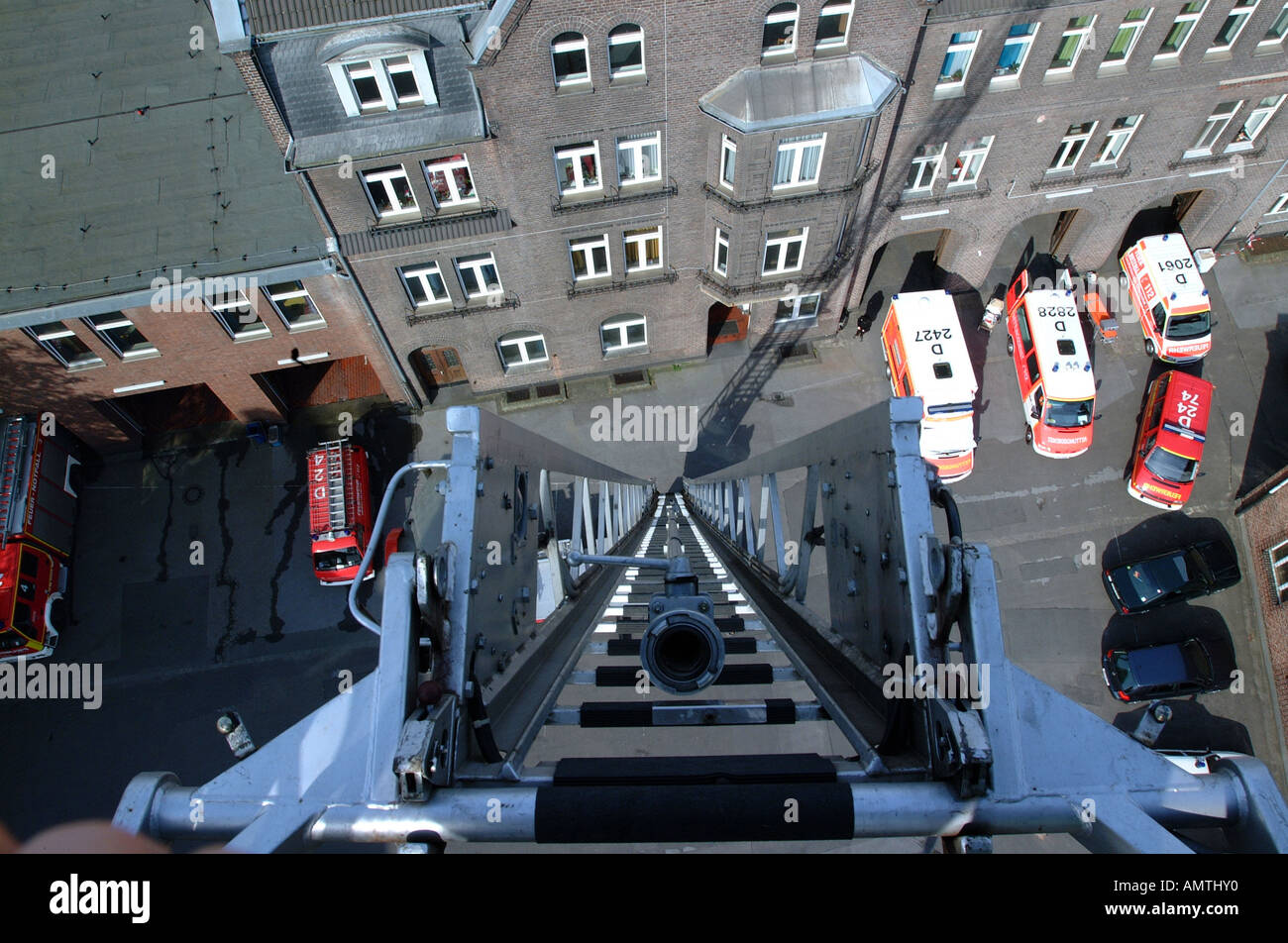 Fire-brigade ladder from above Stock Photo - Alamy