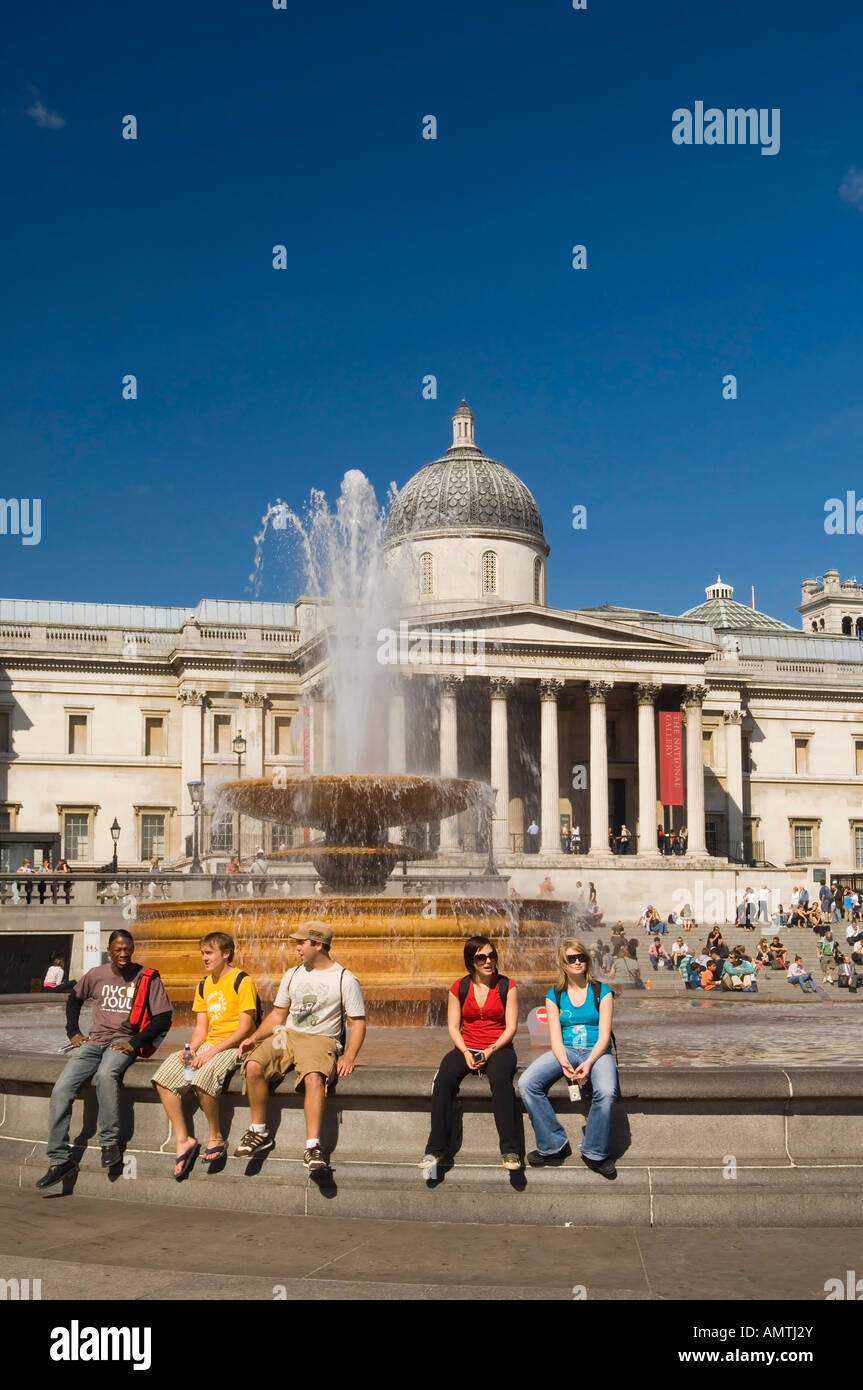National Gallery seen across Trafalgar Square London England Great ...