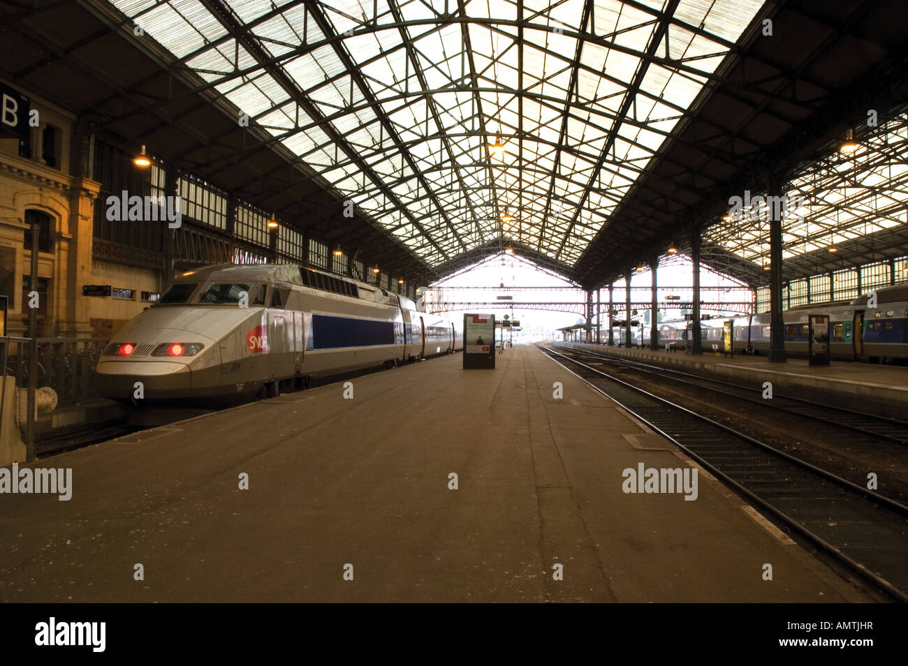 Interior shot of Tours railway station - Gare SNCF France - with high ...