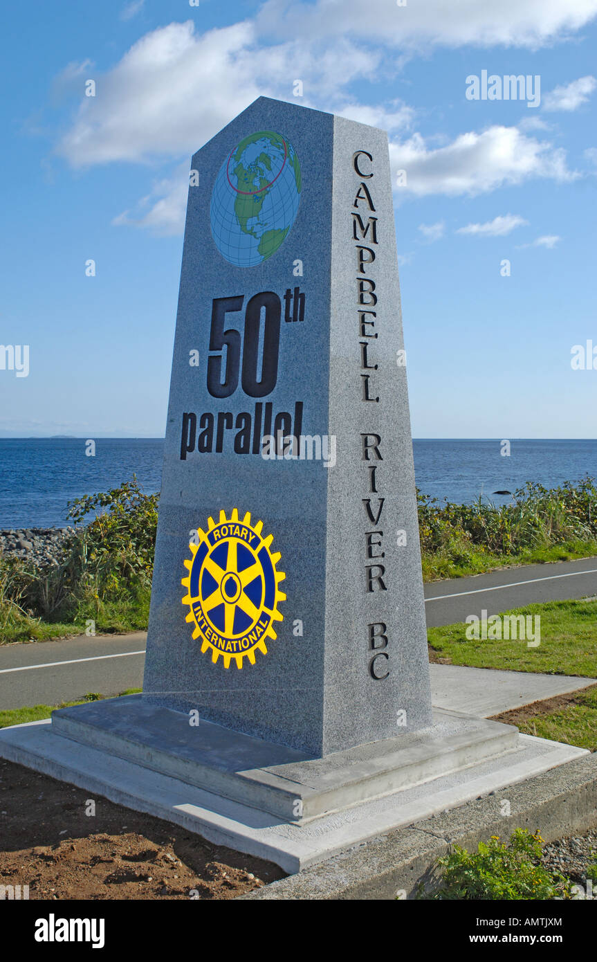 The 50th Parallel identification marker at Campbell River Vancouver ...