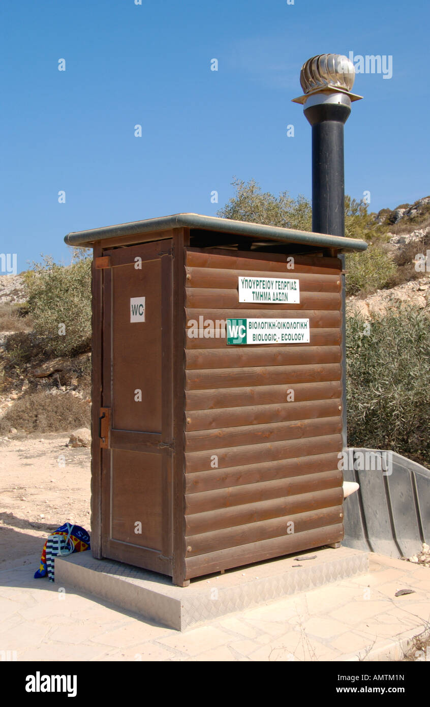 Unisex biological toilet at Cape Gkreko on the Mediterranean island of ...