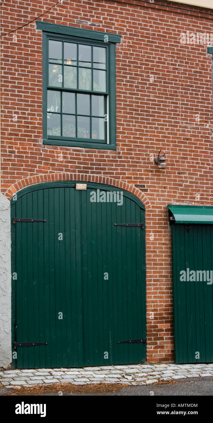 Green Carriage Door and window Stock Photo - Alamy