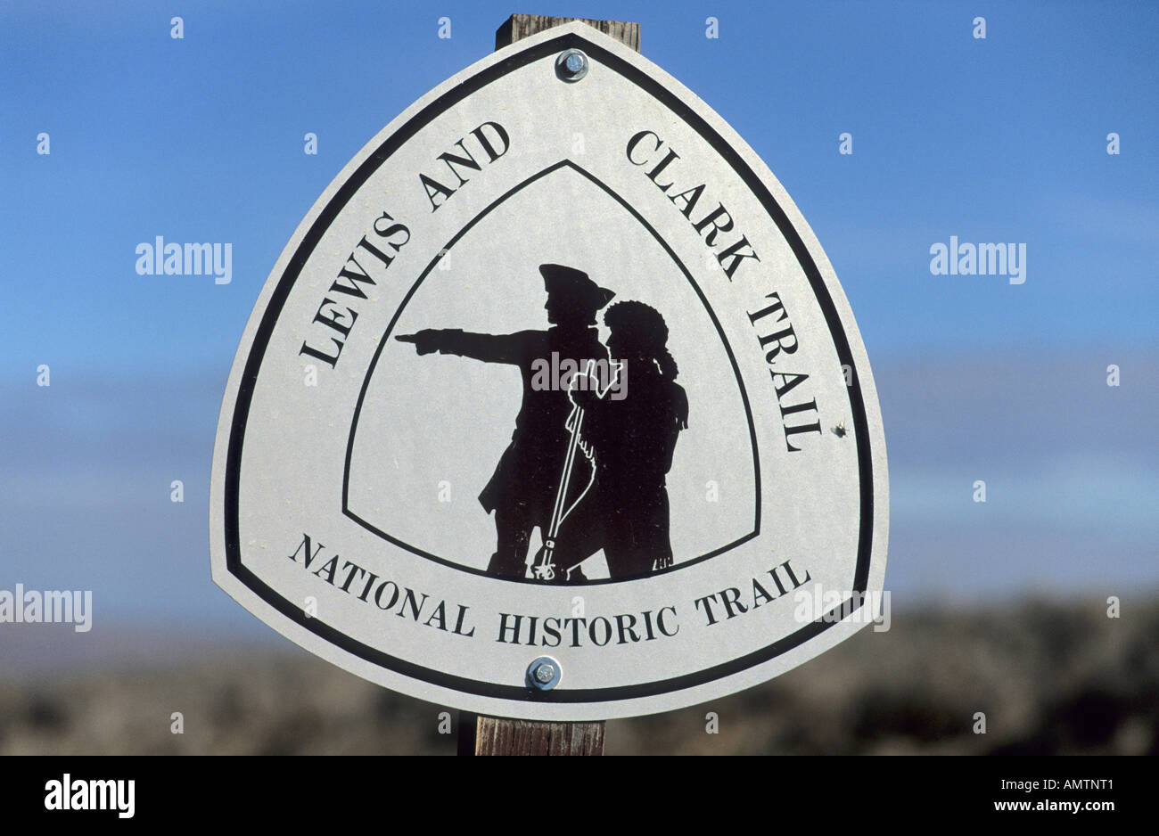 Trail marker of the Lewis and Clark National Historic Trail, Montana ...