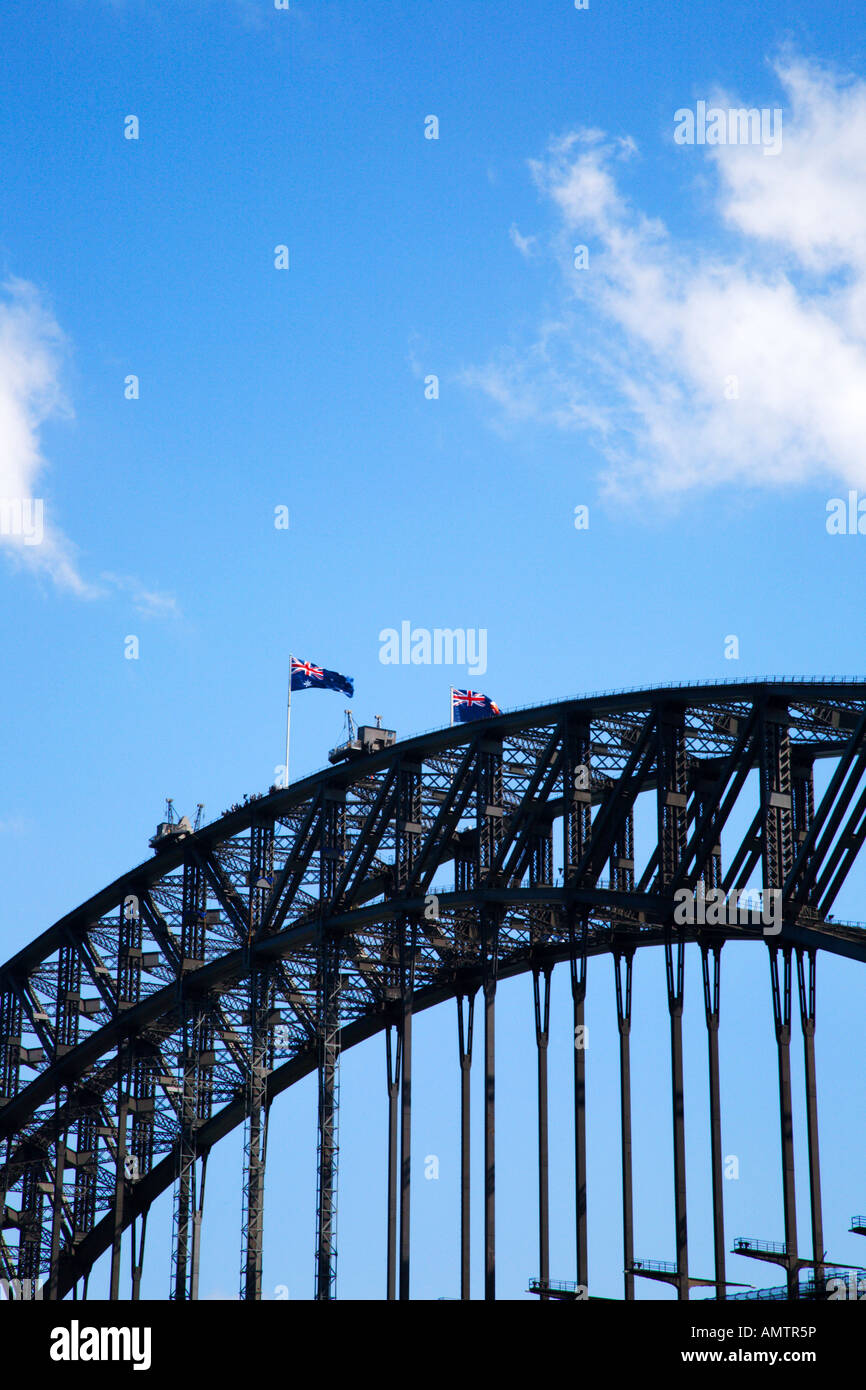 Australian Flags on the Harbour Bridge Sydney New South Wales Au Stock ...
