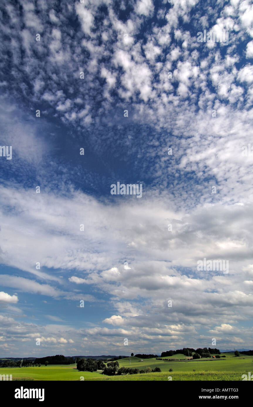 Cloudy sky with Cirrocumulus, Altocumulus and Cumulus clouds , Bavaria ...