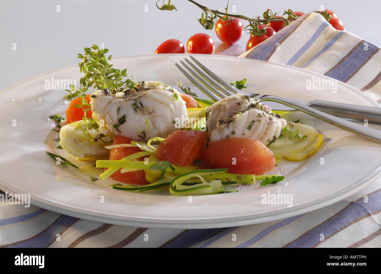 A monkfish dish Stock Photo - Alamy