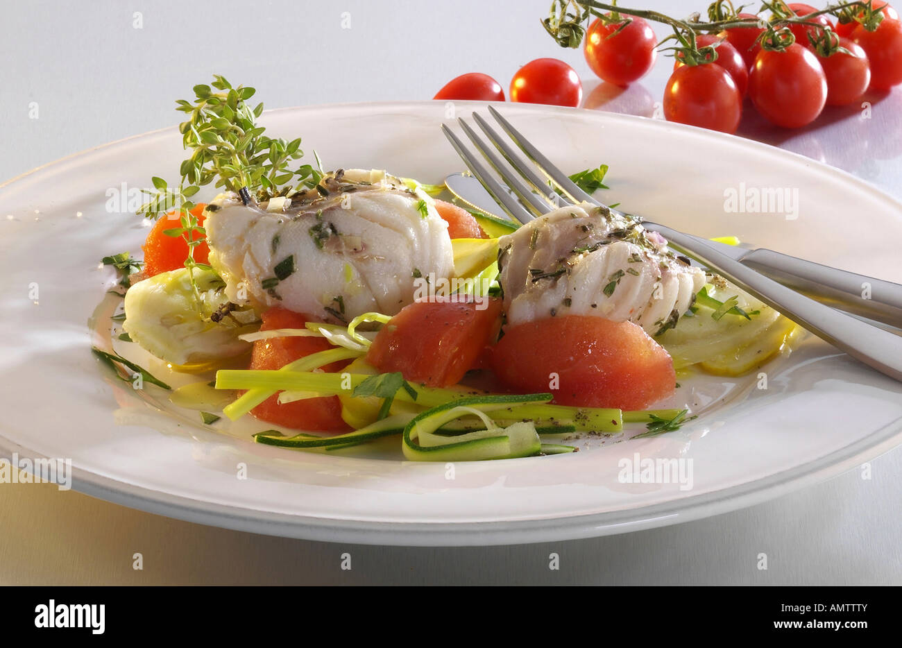 A monkfish dish Stock Photo - Alamy