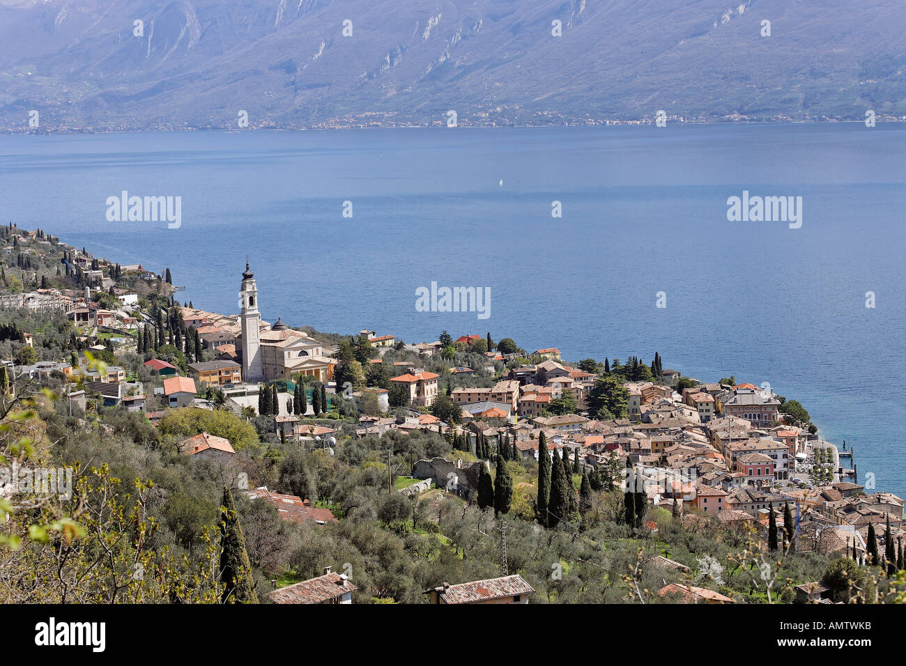 View of the village, Gargnano, Lake Garda, Italy Stock Photo - Alamy