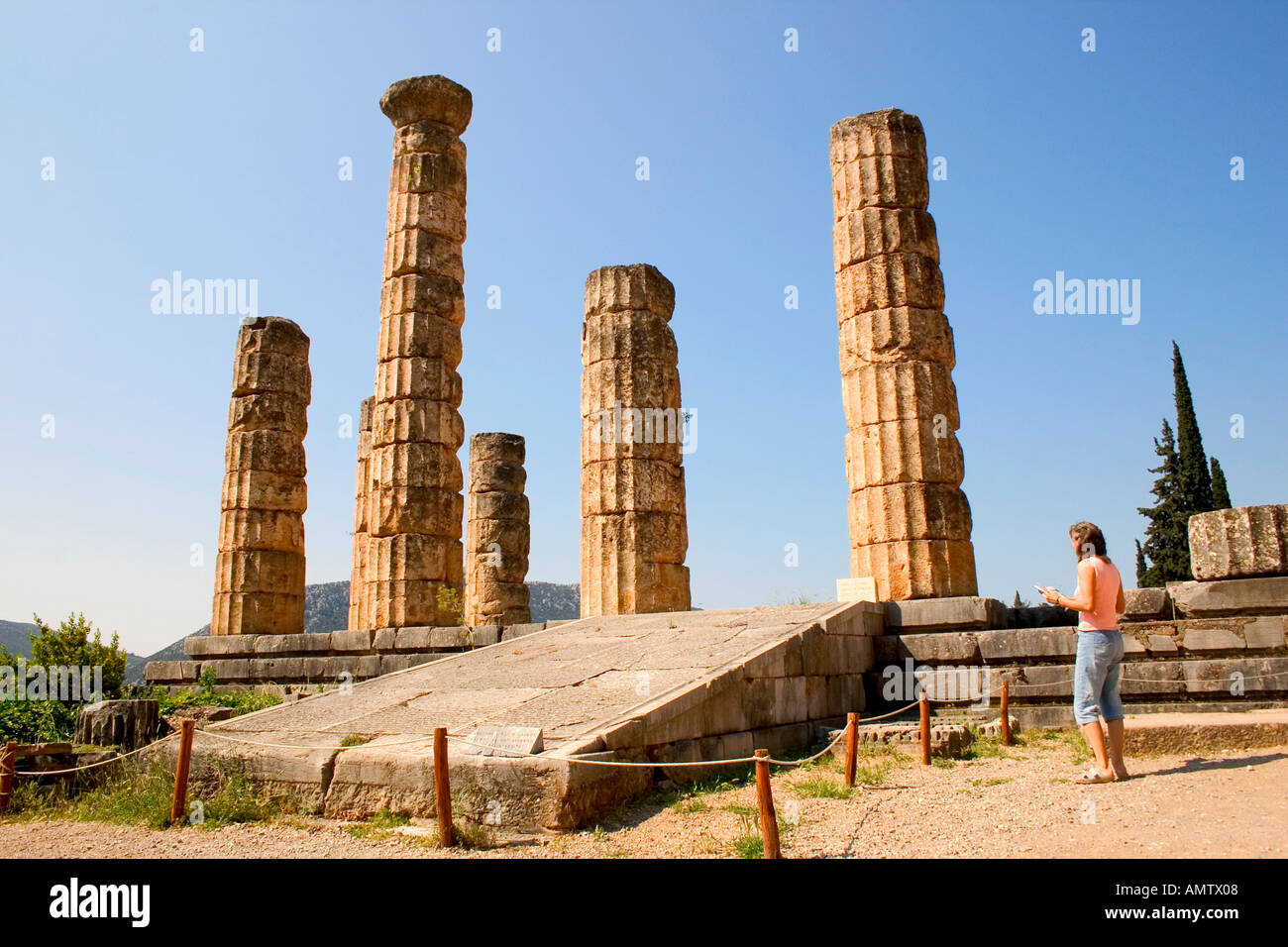 Temple of Apollon doric columns Delphi Greece Stock Photo - Alamy