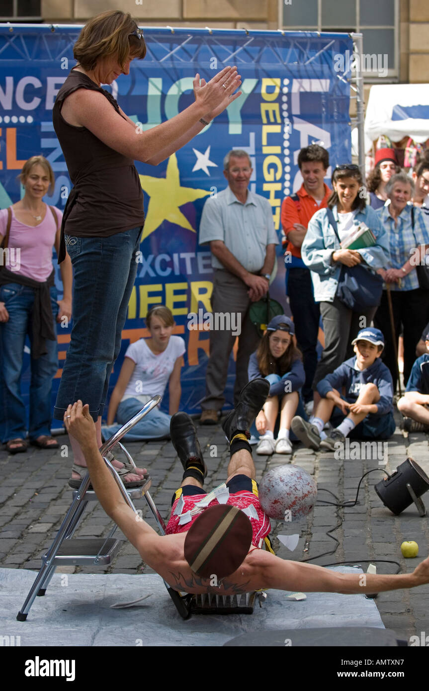 Street performer sequence ball falling Stock Photo - Alamy