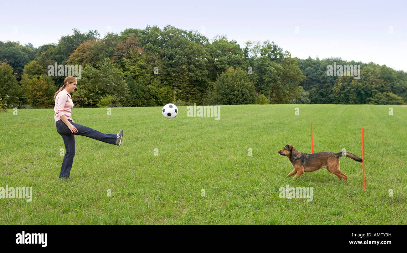 Half breed dog woman playing hi-res stock photography and images - Alamy
