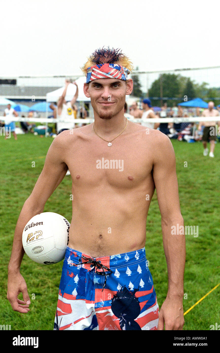 Red White And Blue Hair Men